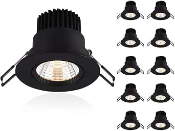 Amazon.co.jp: Black Spotlight LED Ceiling Light Recessed 3 Watt ...