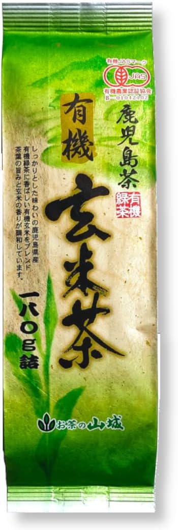 Amazon.co.jp: 山城物産 有機 玄米茶 鹿児島県産 180g 有機JAS認定 茶葉も玄米も有機栽培 : 食品・飲料・お酒