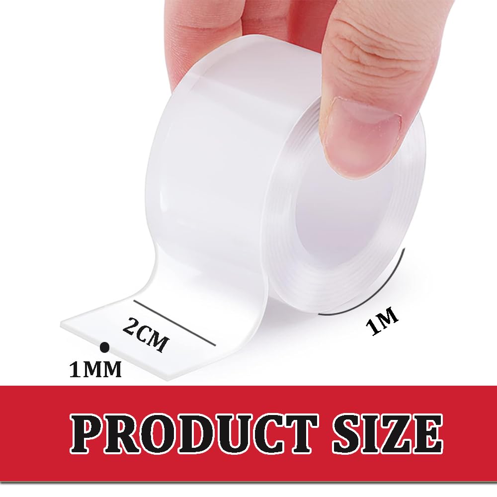 Mounting Tape Clear 4 Meter, 2 Roll Double Sided Nano Mounting Tape ...