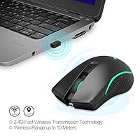ZERODATE T26 2.4GHz Wireless Mouse Rechargeable Blacklight Mouse Black ...
