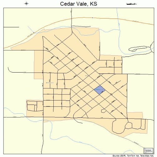 Large Street & Road Map of Cedar Vale, Kansas KS - Printed poster size ...