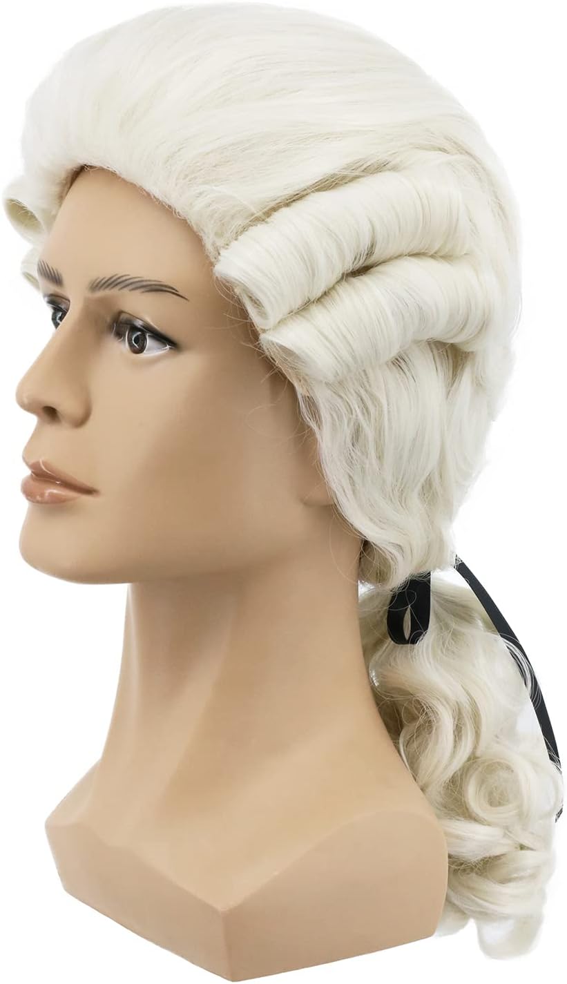 Amazon.com : yuehong Long Curly 18th Century Colonial Judge Wig George ...
