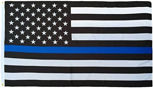 Amazon.com : Thin Blue Line Flag (3 By 5 Foot) - With Embroidered Stars ...