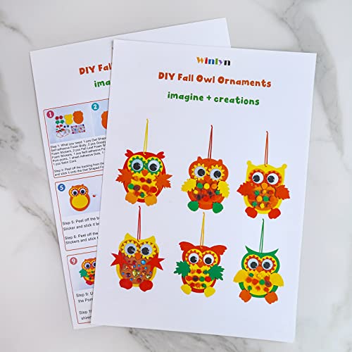 Winlyn 24 Sets Foam Owl Decorations DIY Owl Fall Craft Kit Assorted ...