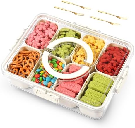 joyddo Divided Serving Tray with Lid,Snack Box with 8 Compartments ...