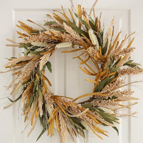 Amazon.com: 24" Fall Wreath for Front Door, Handcrafted with Faux ...