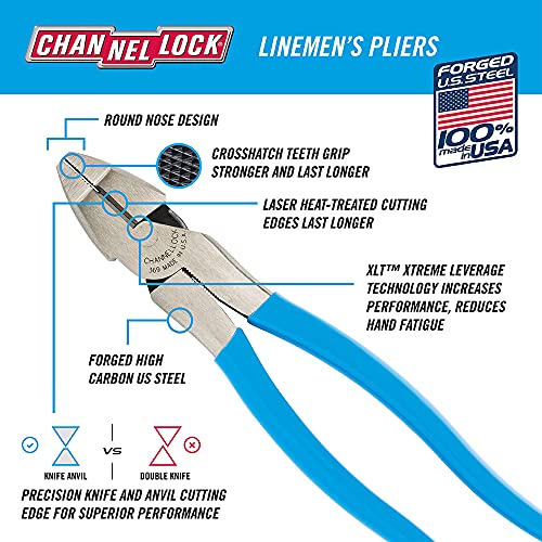 Channellock 369 9.5-Inch Lineman's Pliers | Xtreme Leverage Technology ...