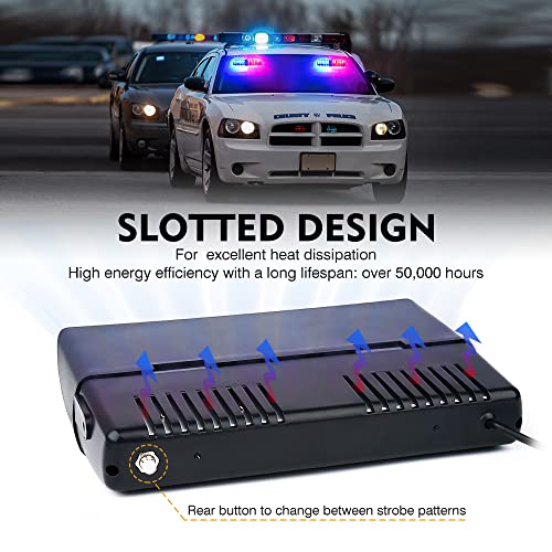 Snapklik.com : Xprite Red Blue LED Dual Windshield Strobe Lights - 32 LEDs