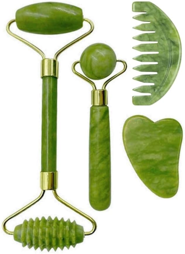 Amazon.com: kimkoo Jade Roller and Gua Sha for Face-3 in 1 Kit with ...