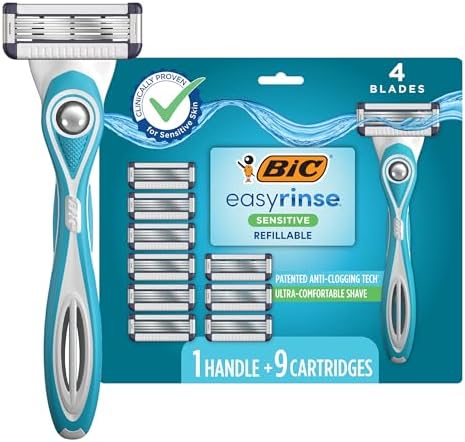 Amazon.com: BIC EasyRinse Sensitive Anti-Clogging, Refillable Men's ...