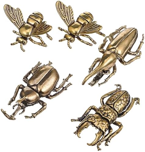 Amazon.com: Baluue 5pcs Brass Insect Statue, Vintage Brass Bee Beetle ...