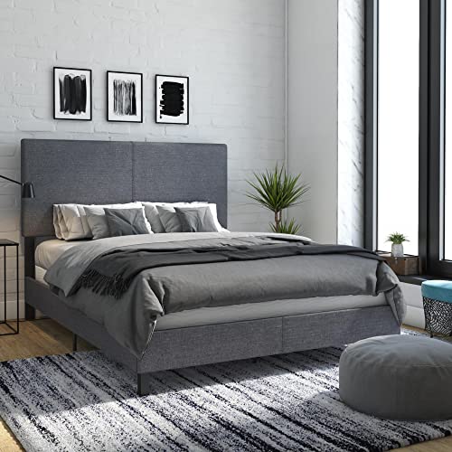 DHP Janford Upholstered Platform Bed with Modern Vertical Stitching on ...