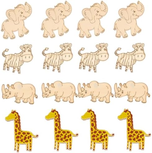 Amazon.com: 30 Pack Unfinished Wood Animal Cutouts - Jungle Crafts Wood ...