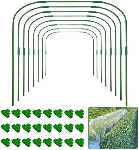 8 Packs 82x105cm Garden Hoops for Netting with 24 Clips,Rust-Free ...