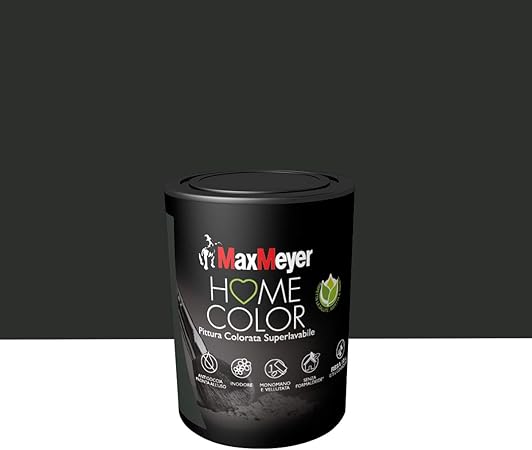 MAXMEYER PITTURA COLORATA SUPERLAVABILE HOME COLOR NERO 0,75L : Amazon ...
