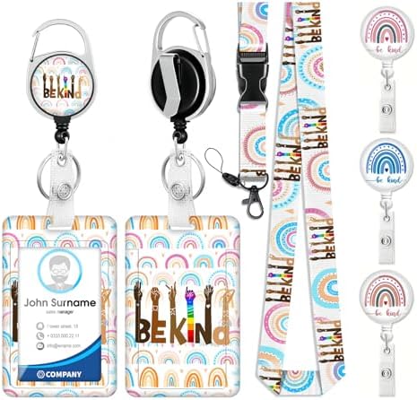 Be Kind Lanyards for ID Badges,Motivational Badge Reels Retractable ...
