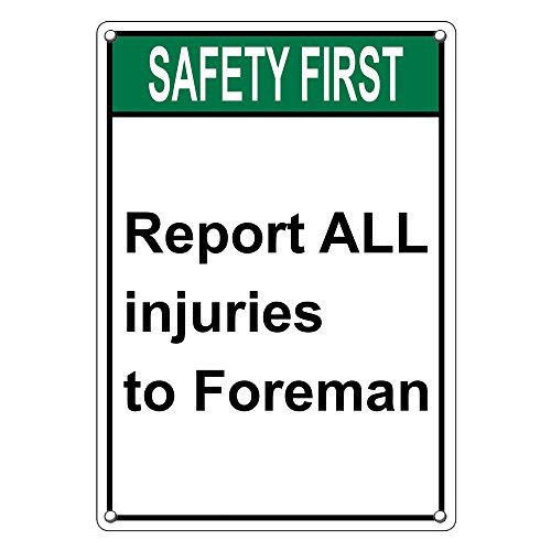 Weatherproof Plastic Vertical ANSI Safety First Report All Injuries to ...