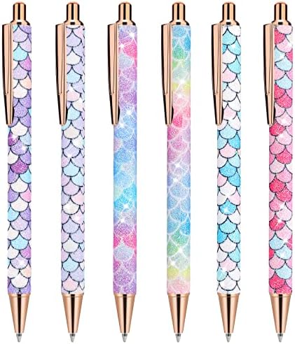 mumrap 9 Pcs Sparkly Pens for Women Fancy Pens with 10 Pcs Black Ink ...
