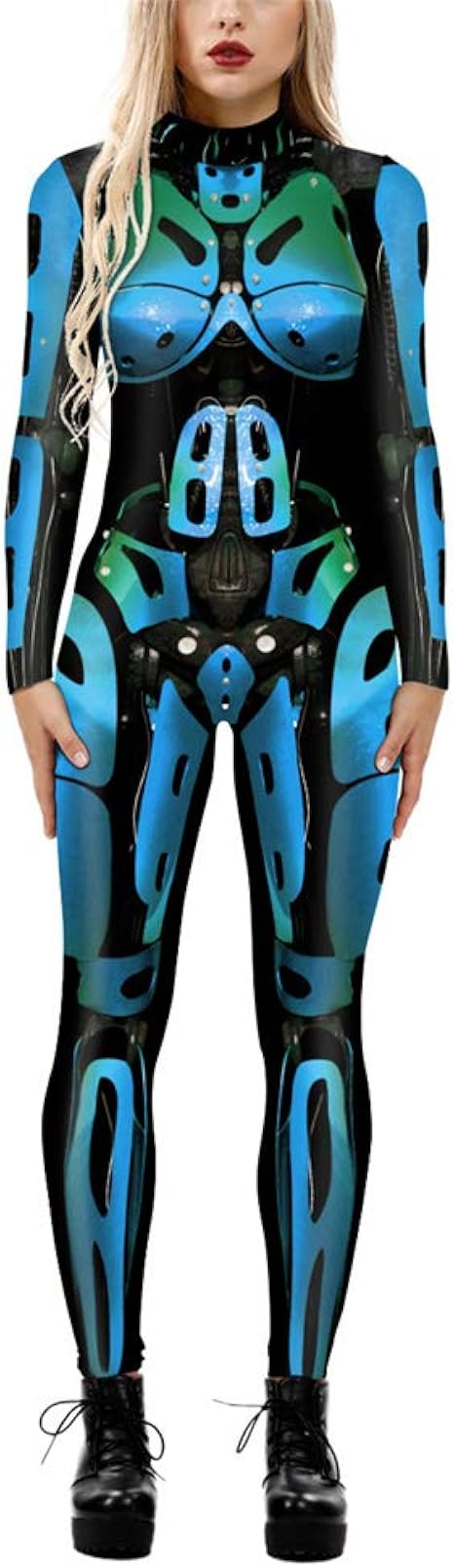 Surwin Halloween Women?s Robot Armor Catsuit Outfits Ladies 3D Printed ...