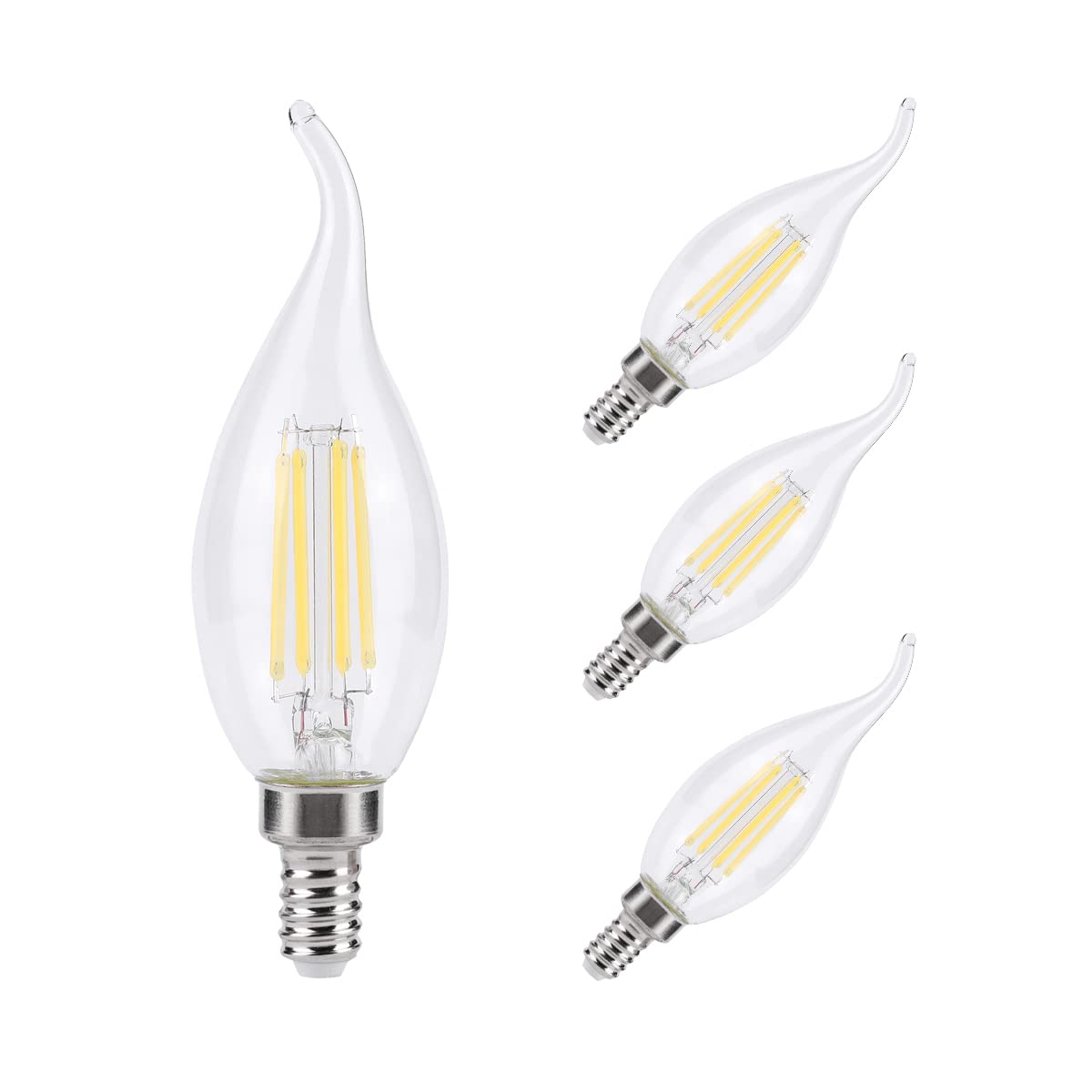 KINUR E12 Candelabra led Light Bulbs 4 Watt (40 Watt Equivalent) 5000K ...