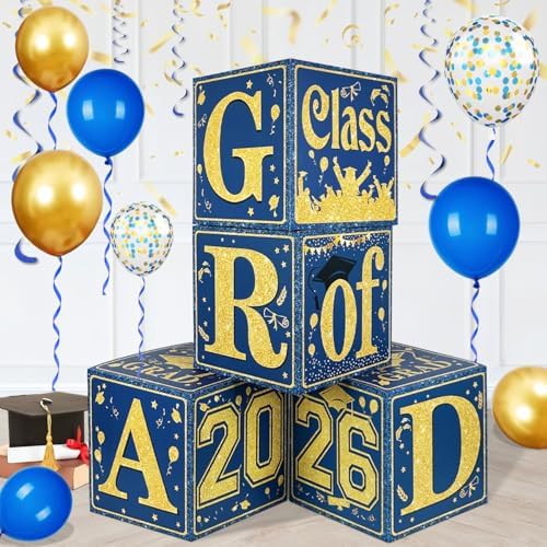 Amazon.com: Blue and Gold Graduation Decorations Class of 2026 ...