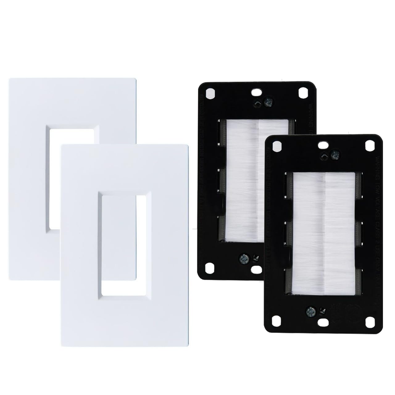 Amazon.com: Set of 2 Brush Wall Plate Cable Pass through with Brackets ...