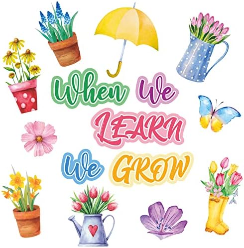 Amazon.com: 45 Pcs Spring Floral Cutouts Flower Potted Butterfly ...