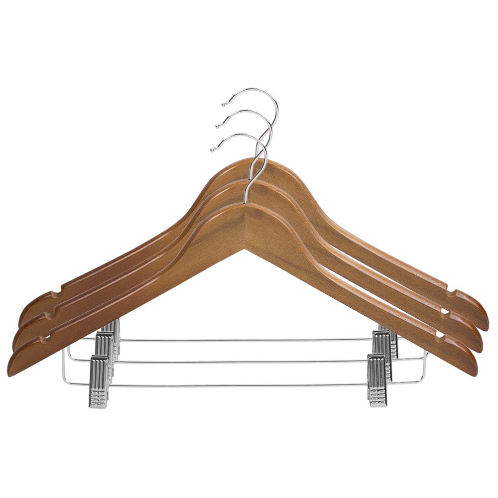Amazon.com: Sunbeam Wood Hanger With Metal Clips, Oak (Pack of 3 ...