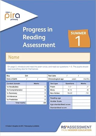 New PiRA Test 1, Summer PK10 (Progress in Reading Assessment): Amazon ...