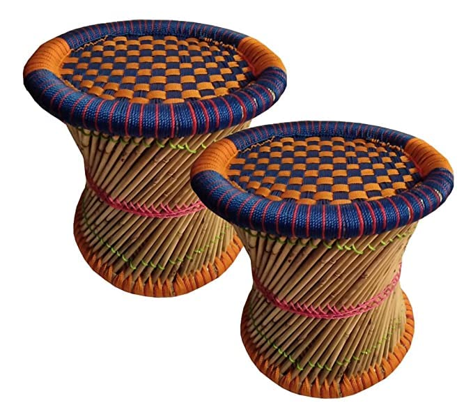 Paridhii Bamboo Stool Sitting Stools Mudda Stool Hand Made Stool Natural Bamboo Chair Indoor ...