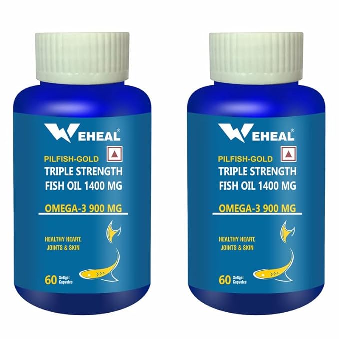 Weheal Triple Strength Fish Oil 1400MG with Omega 3 900MG for Men & Women (60 Softgel Capsules ...