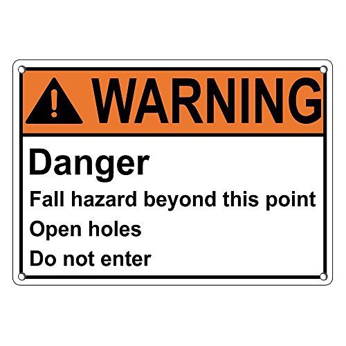 Weatherproof Plastic ANSI Warning Danger Fall Hazard Beyond This Point ...
