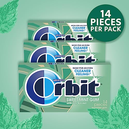 ORBIT Sweet Mint Sugar Free Chewing Gum, 3 Packs of 14 Pieces (42 Total ...