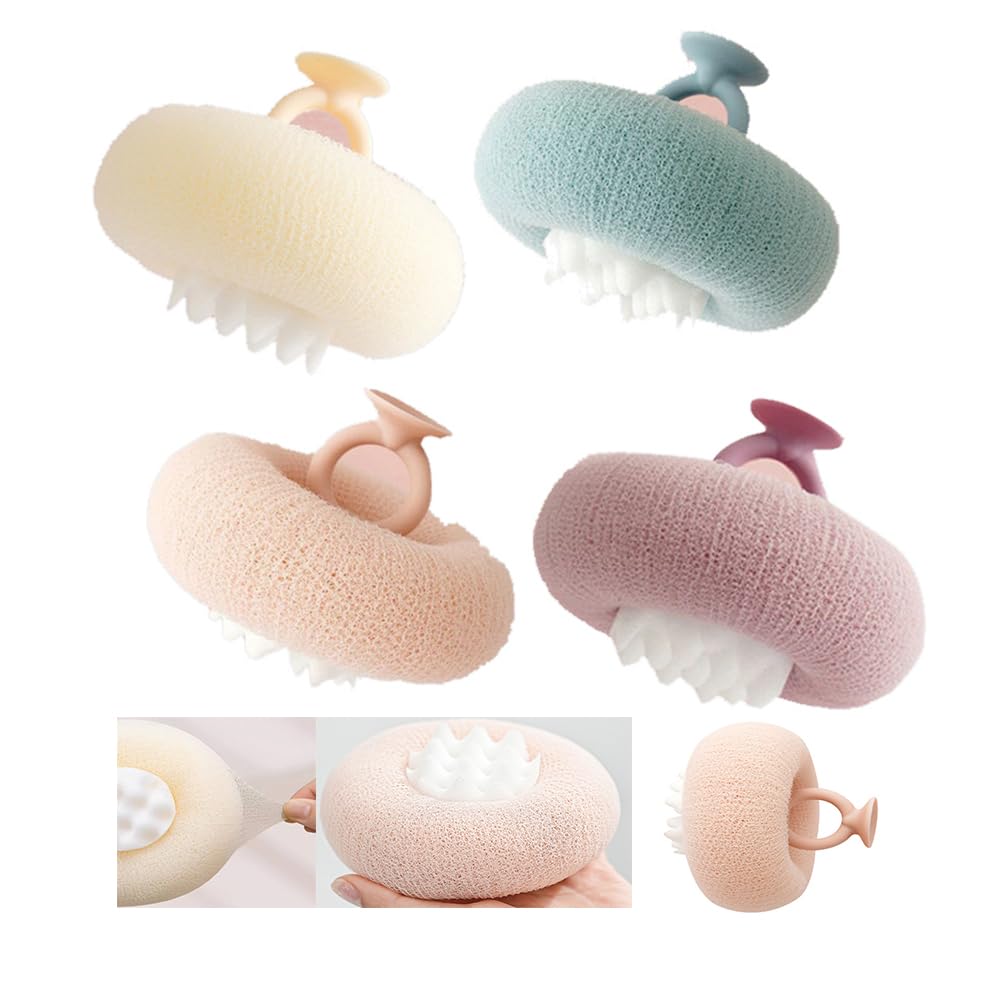 LALOCAPEYO 4 Pcs Newly Upgraded 2-In-1 Sunflower Shower Balls Scrubbing ...