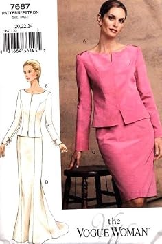 Amazon.com: Vogue 7687 Formal Woman Ensemble Sewing Pattern Size 20-22 ...
