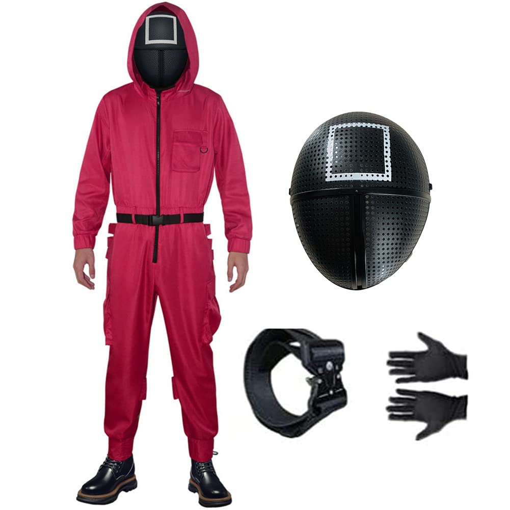 Buy Full Set Squid Game Costume, ed Man Squid Game Suit, Red Jumpsuit ...