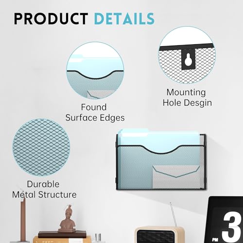 Snapklik.com : 6 Pockets Mesh Wall File Organizer, Hanging File ...