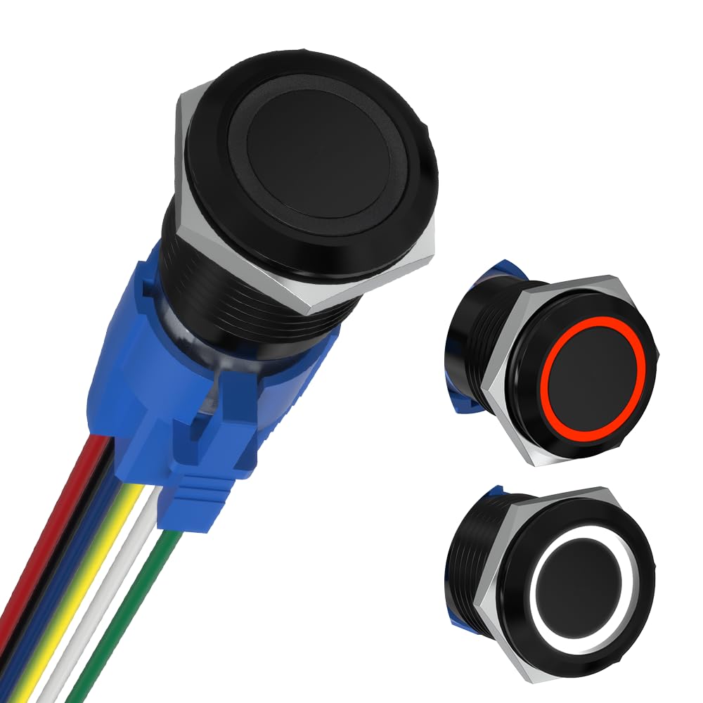 Snapklik.com : WERKI 19mm Latching Push Button Switch Dual-Color Led On ...