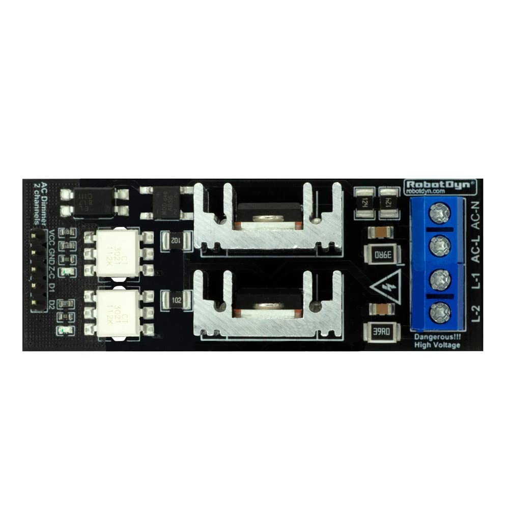 Buy AC Dimmer Module AC 8A-400V, 2 Channel, 3.3V/5V Logic, Arduino ...
