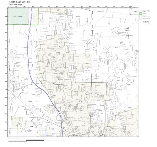ZIP Code Wall Map of North Canton, OH ZIP Code Map Not Laminated ...