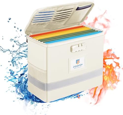 Amazon.com : ZOOPIP Fireproof File Box with Lock, Document Box Storage ...