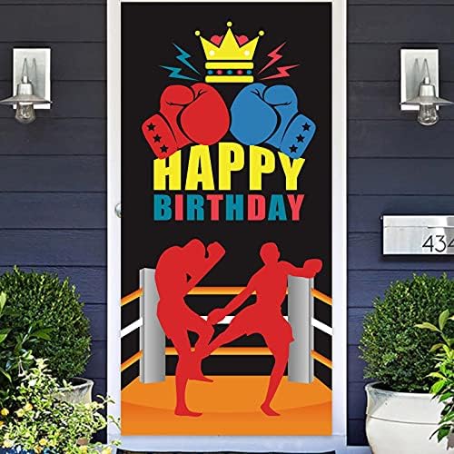 Amazon.com: Boxing Happy Birthday Banner Backdrop Supplies Boxing Match ...