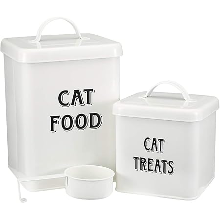Amazon.com: Cat Food and Treats Containers Set with Scoop for Cats or ...