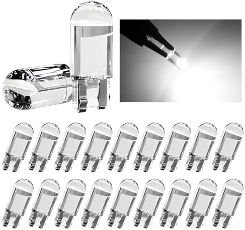 JUSTTOP 20 PCS 194 Car LED Light Bulbs, T10 6000K COB Ultra Bright ...