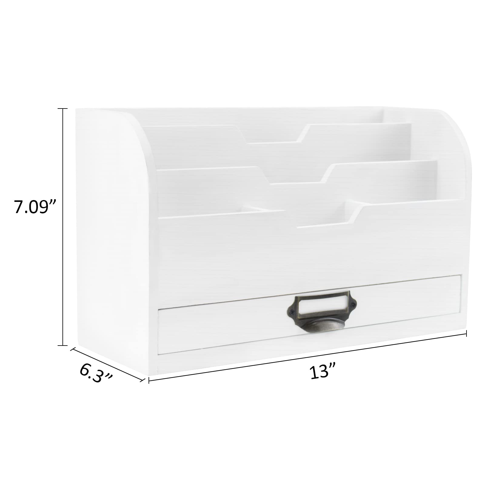 EMAISON White Wooden Desk Organizer with Sliding Drawer, 3 Tire Office ...