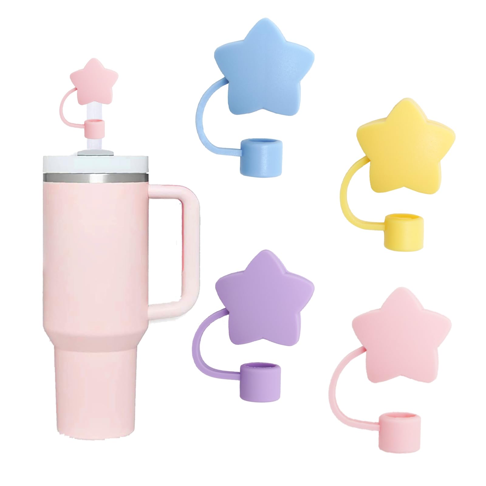 Amazon.com: GAISHION 4 pcs Cute Star Straw Covers Cap Toppers Tips ...