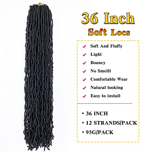 36 Inch 6Packs New Soft Locs Crochet Hair Pre Looped Super Long Faux ...