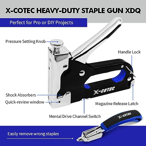 X-COTEC Staple Gun Heavy Duty with 3000 Staples, 3 in 1 Heavy Duty ...
