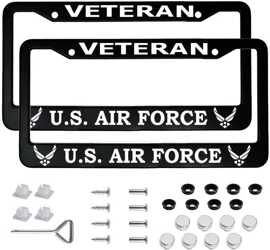 Amazon.com: 2 Pieces Aluminum Alloy Black Fit Veteran USAF License ...