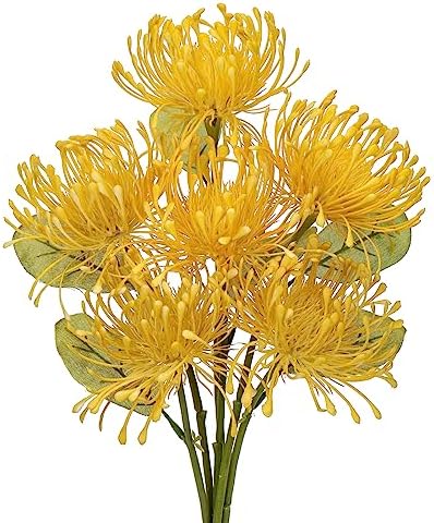 Amazon.com: Hollyone 33" Yellow Artificial Mums Flowers Chrysanthemum ...
